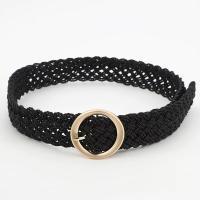China Hand-Woven Oval Alloy Pin Buckle Head Matching Dresses Skirts Woven Braided Leather Belts for sale