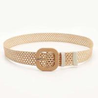 China Square Buckle Ladies Belt Woven Belt Multi-Color Raffia Style Casual  Fashion Accessory for sale