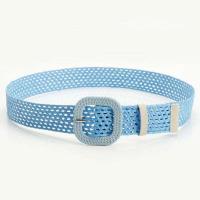 China Square Buckle Ladies Belt Woven Belt Multi-Color Raffia Style Casual  Fashion Accessory for sale