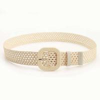 China Square Buckle Ladies Belt Woven Belt Multi-Color Raffia Style Casual  Fashion Accessory for sale