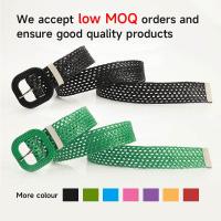 China Square Buckle Ladies Belt Woven Belt Multi-Color Raffia Style Casual  Fashion Accessory for sale