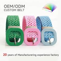 China Square Buckle Ladies Belt Woven Belt Multi-Color Raffia Style Casual  Fashion Accessory for sale