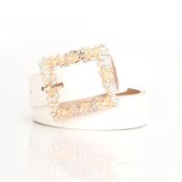 China Square Crystal Buckle PU Leather Strap Belt Factory Rhinestone Belt Custom Belt  PU Strap Casual Waist Belt for sale