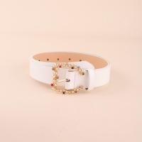 China Gold Pin Buckle Faux Leather Belts For Women Fashion PU Belt Manufacturers Rhinestone Belt Star Decorated for sale