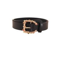China Gold Pin Buckle Faux Leather Belts For Women Fashion PU Belt Manufacturers Rhinestone Belt Star Decorated for sale