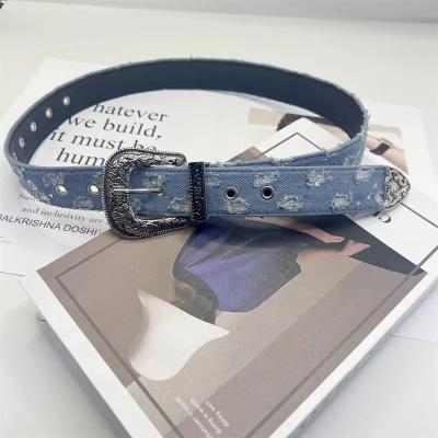 China Europe and the United States Style Needle Buckle Belt Denim Belt Retro Carved Adjustable Ladies Belt for sale