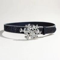 China Fashion Western Style Sparkling Rhinestone Skull Belt Fashion Black Glitter Women's Belt for Gothic Punk Streetwear & Party for sale