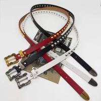 China Ladies Multicolor Y2K Punk Subculture Waist Belt Double Nail Cross Design Automatic Alloy Rivet Made PU Belt for sale