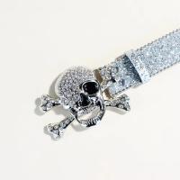 China 2026 New Trendy Belt Women Custom Belt Rhinestone Personalized Skull Youth Shining Belt Women'S Button Factory Wholesale Price for sale