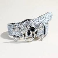 China 2026 New Trendy Belt Women Custom Belt Rhinestone Personalized Skull Youth Shining Belt Women'S Button Factory Wholesale Price for sale