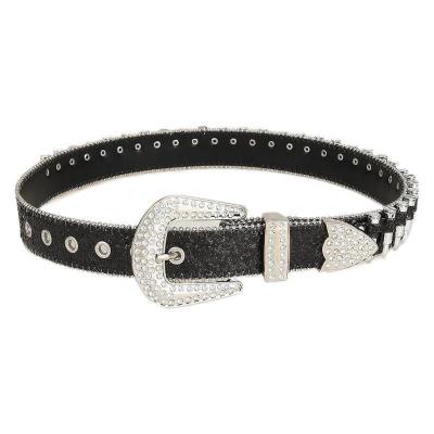 China Ladies Customized Belt Rhinestone Inlay Shiny Waist Belt Fashion Luxury Decorative Adjustable Women Belt for sale