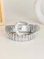 China Ladies Customized Belt Rhinestone Inlay Shiny Waist Belt Fashion Luxury Decorative Adjustable Women Belt for sale