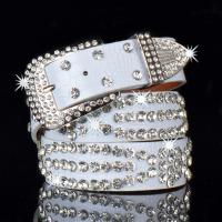 China Croc Embossed PU Waist Strap Women's Belt Rhinestone Western Buckle Rhinestone Belt Custom Color & Material for sale