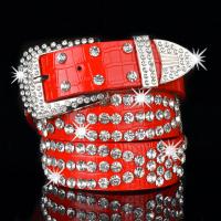 China Croc Embossed PU Waist Strap Women's Belt Rhinestone Western Buckle Rhinestone Belt Custom Color & Material for sale