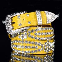 China Croc Embossed PU Waist Strap Women's Belt Rhinestone Western Buckle Rhinestone Belt Custom Color & Material for sale