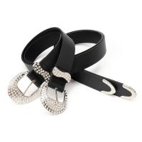 China Ladies Rhinestone Belt Sparkling Crystal Decor With Elegant Buckle Glam Alloy Pin Buckle Belts for sale