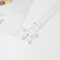 China Manufacturer price PU Belt Star Silver Rhinestone Buckle  Belt for Women Slim PU Strap Casual Style Waist Belts for sale
