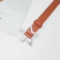 China Manufacturer price PU Belt Star Silver Rhinestone Buckle  Belt for Women Slim PU Strap Casual Style Waist Belts for sale