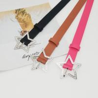 China Manufacturer price PU Belt Star Silver Rhinestone Buckle  Belt for Women Slim PU Strap Casual Style Waist Belts for sale