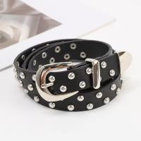China Manufacture Price Women Alloy Buckle PU Strap Studded Rivet Waist Belt Decorative Handmade Waistband Casual Waist Belt for sale