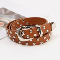 China Manufacture Price Women Alloy Buckle PU Strap Studded Rivet Waist Belt Decorative Handmade Waistband Casual Waist Belt for sale