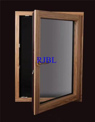 China Fluorine Carbon Coating Wood Aluminum Windows 6mm With German Hardware for sale