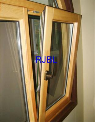China Soundproof Aluminum Clad Wood Windows Tilt Turn 68mm Frame With ROTO Hardware for sale
