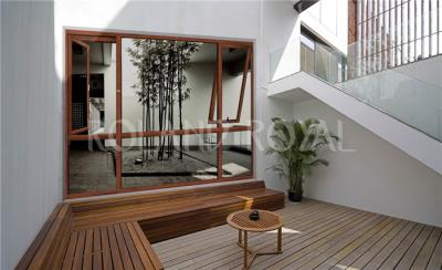 China 6063-T5 5mm glass Aluminum Awning Windows Sound Insulation Wood Color for sale