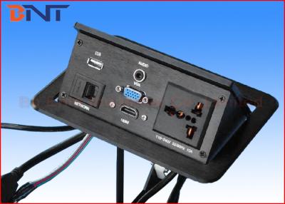 China Multimedia Conference Desktop Hidden Pop Up Power Outlets With HDMI / VGA / USB for sale