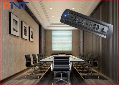 China Black Desktop Hidden Conference Table Socket , Tabletop Rotating Power Strip for sale