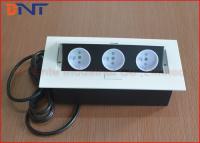 China White Square Desk Pop Up Sockets With 3 French Power Outlet Galvanized Panel for sale
