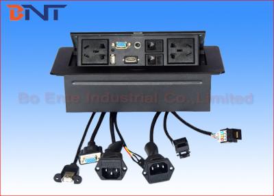 China Oval Meeting Table Plug Sockets Black Matte Color With Power Data Jack for sale