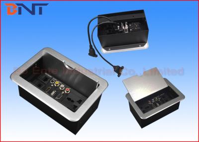 China Slip Up Cover Multimedia Desktop Socket , Office Table Cable Cubby for sale
