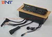 China Rose Gold Surface Panel Conference Tabletop Pop Up Power Socket Box With 30 cm Plugs for sale