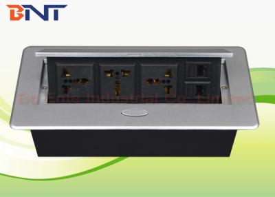 China Smart Office Desktop Hidden Hydraulic Pop Up Power Socket Box 3* Universal power for sale