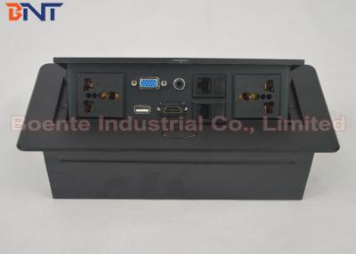 China Matte Black HDMI / VGA / Network Connection Desk Pop Up Sockets 222 * 110 * 65 mm for sale