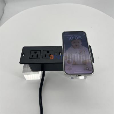 China sofa 2 US AC outlets and usb charging socket with wireless charger 60mm us power office sofa charger furniture power soc for sale