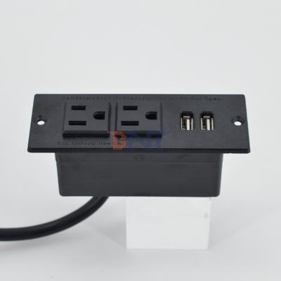 China Recessed Power Strip US standard Desk Mountable Power socket 2 Outlets & 2 USB Type A socket for Cabinet Sofa for sale