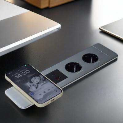 China Office multifunctional under table socket EU power socket with usb A+C ports and wireless charger for sale