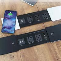 China New Style Desktop Slip Cover Power Sliding Socket 10A Rated Current with Wireless Charger for Home and Office for sale