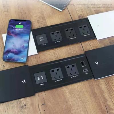 China New Style Desktop Slip Cover Power Sliding Socket 10A Rated Current with Wireless Charger for Home and Office for sale