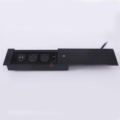 China Multi-Functional Sliding Cover Power Socket for Office Desks with USB Charge for sale