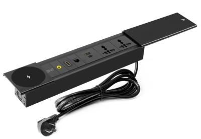 China Multi-Functional Sliding Cover Power Socket for Office Desks with USB Charge Module type for sale