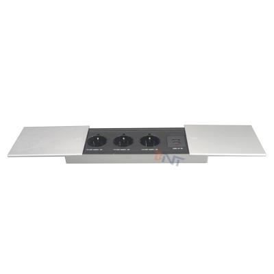 China Multi-Functional Sliding Cover USB smart sliding cover hidden office table universal power tabletop power socket for sale