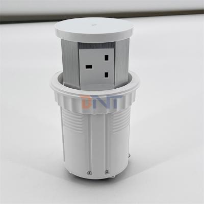 China Custom 3-Outlet Pop-Up Outlet Tower PVC and Aluminum Kitchen Table Power Socket With Wireless Charger Desktop Pop-Up Sockets for sale