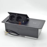 China Desktop Table Hidden Charging Sockets Multi Connection Box Pop up Power Socket With Wireless Charging for sale