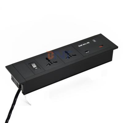 China Recessed Tabletop Socket Universal Power Outlets USB A+C Ports 65W Max Output US/EU/AU 16A/13A for sale