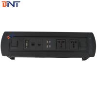 China Aluminum Alloy Black Desk Pop Up Media Outlet  For  Conference Meeting Room for sale