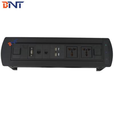 China Aluminum Alloy Black Desk Pop Up Media Outlet  For  Conference Meeting Room for sale