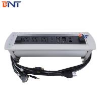 China Meeting Room Touch Press Switch Flash Silver Desk Flip Up Media Outlet for sale